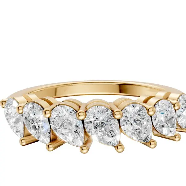 AYA FINE JEWELRY Pear Cut Lab Diamond Half Eternity Ring 1.07 Ctw In 14k Gold - Yellow