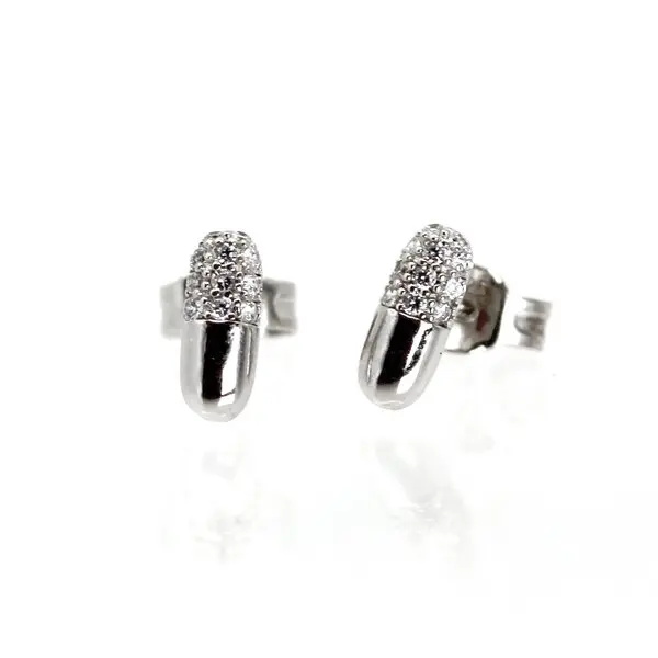 VICSTONENYC FINE JEWELRY Pill Stud Earrings - White