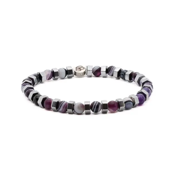 EBRU JEWELRY Agate Stone Aura Beaded Bracelet - Purple/silver