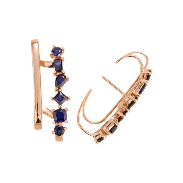 JUVETTI  Serene Rose Gold Earrings With Blue Sapphire - Blue/rose Gold