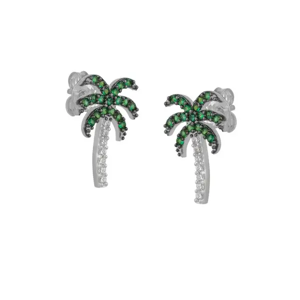 SPERO LONDON Palm Tree Sterling Stud Earrings - Silver