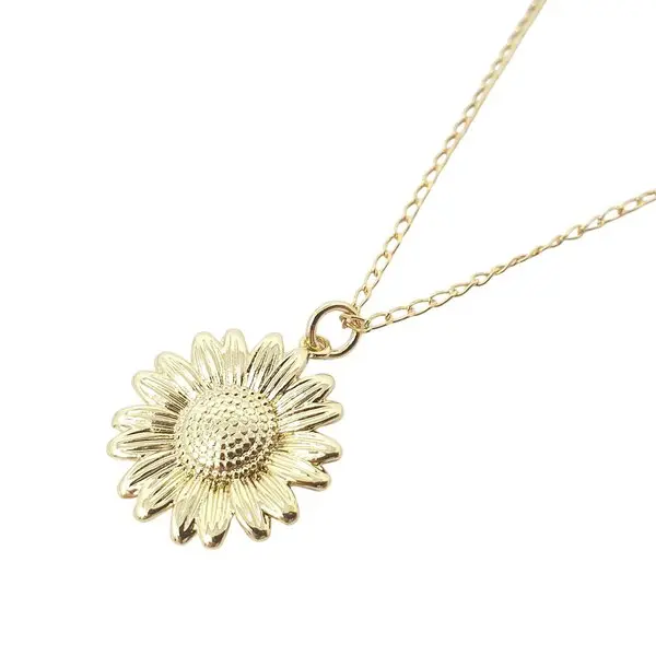HARFI Sun Flower Charm Plated Necklace - Gold