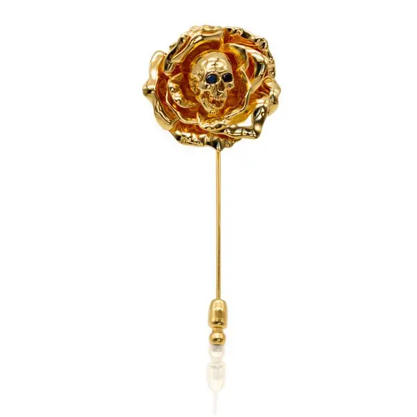 KASUN LONDON Thorn N’ Roses Brooch Lapel Pin - Gold