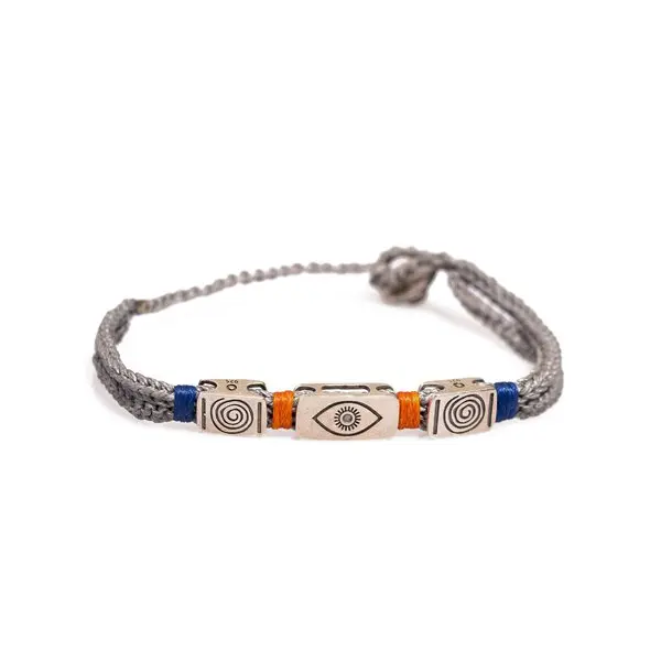 EBRU JEWELRY Evil Eye & Soul Sterling Silver Bracelet - Grey/blue/red