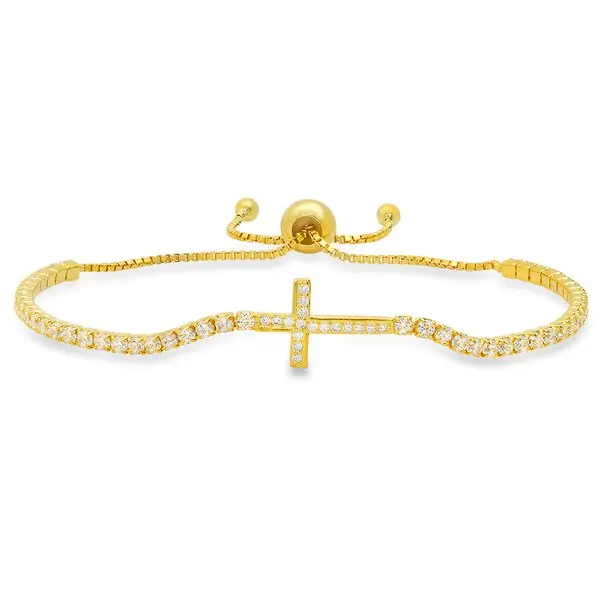 KYLIE HARPER Cz Cross Adjustable Bracelet - Gold