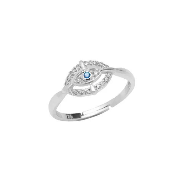 SPERO LONDON Ancient Evil Eye Sterling Ring - Silver