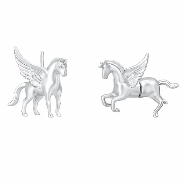 WJY STUDIO LONDON Auric Winged Unicorn Detachable Earrings - Silver