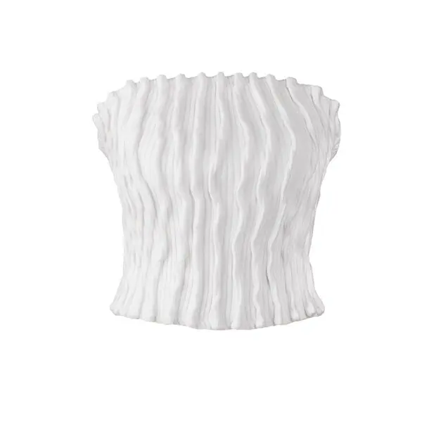 KARGEDE Rib Knit Strapless Tube Top With Pleats