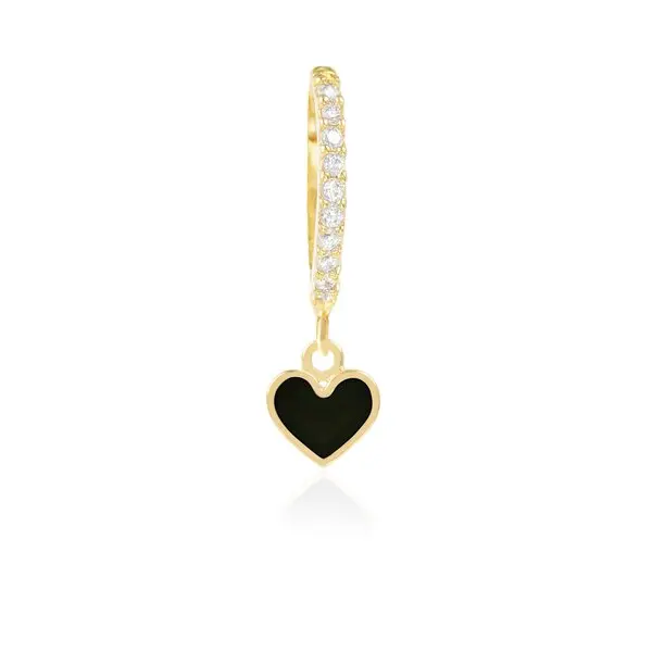 C.J.M Heart Sparkle Huggie Earring - Black