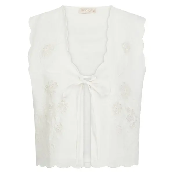 NOOKI DESIGN Isabel Embroidered Gilet - Beige