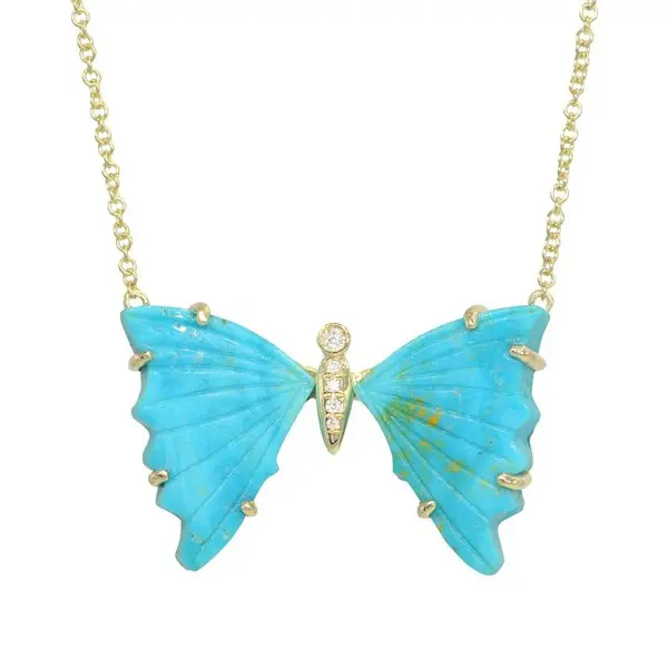 KAMARIA Butterfly Pendant Necklace - Blue