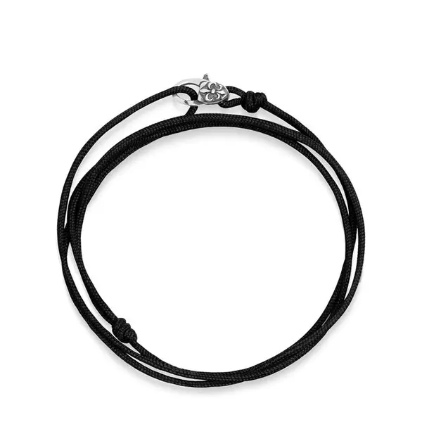 NIALAYA JEWELRY Wrap-around String Bracelet With Sterling Silver Lock - Black
