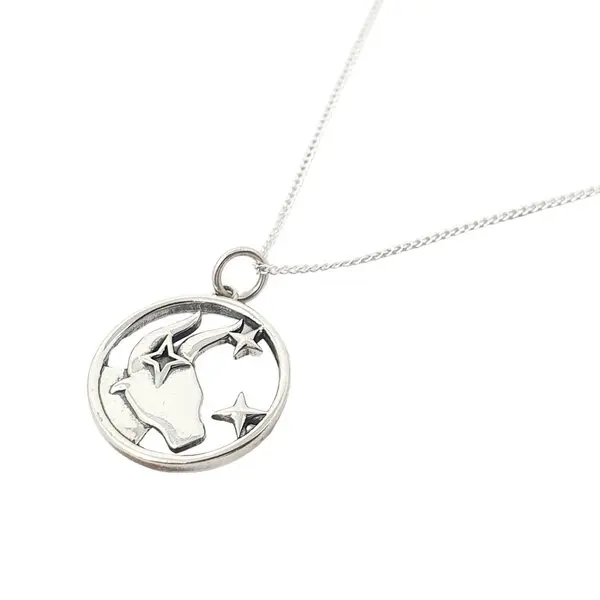 HARFI Taurus Zodiac Charm Sterling Necklace - Silver