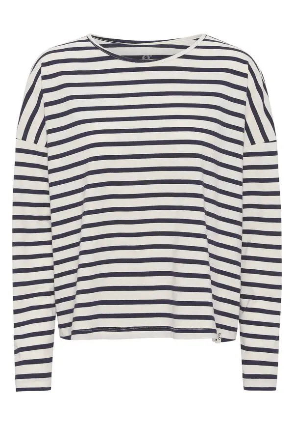 GROBUND Striped Long Sleeve Blouse - Blue
