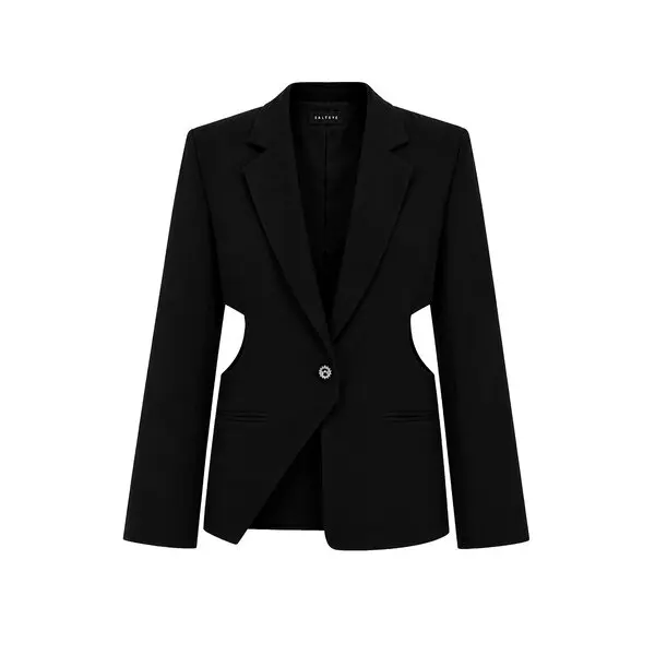 SALTEYE STUDIO Asymmetrical Bi-layered Blazer - Black