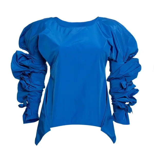 BIANCA POPP Ribbon Wrapped Taffeta Blouse - Blue
