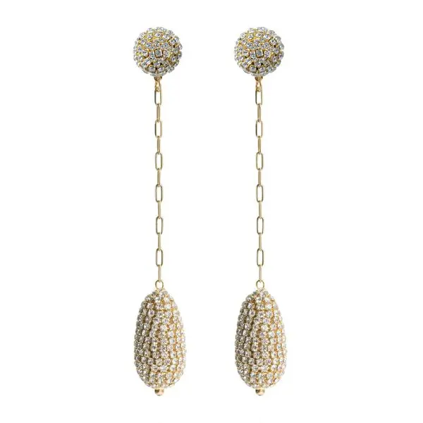 SAULE LABEL Marcelle Rhinestone Drop Earrings - Gold