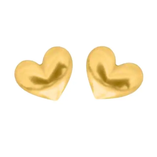 THE PINK REEF Oversized Puff Heart Stud Earrings - Gold