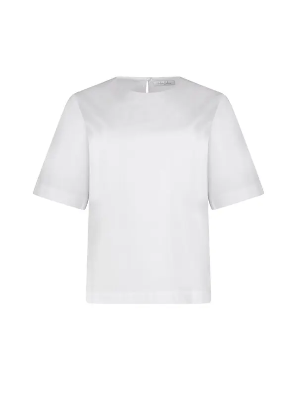 HELENE GALWAS Iduna High-neck Cotton Blouse - White