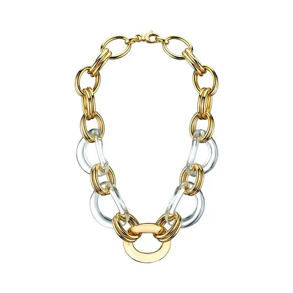 GOLD & HONEY Clear Link Lucite Necklace - Gold