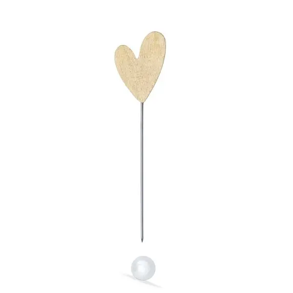 SILVER MOON Sterling Silver Full Heart Brooch - Gold