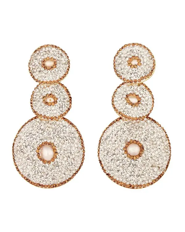 CRYSTALS AND CO Large Crystal And Baroque Pearl Drop Earrings - White