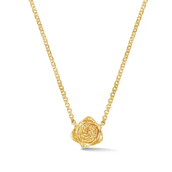 DOWER & HALL Wild Rose Single Bloom Pendant - Gold
