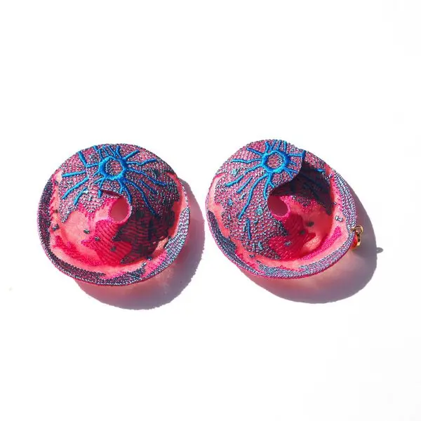 NANA WATANABE Moonglow Embroidered Earrings - Pink