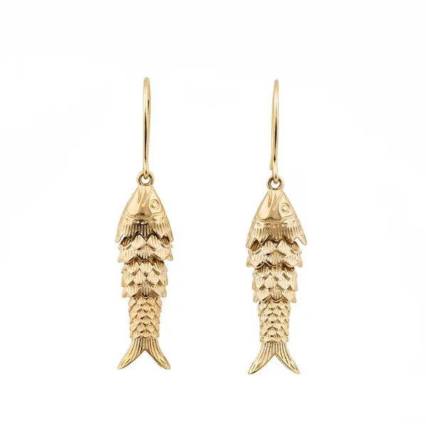 Oana Savu Articulated Fish Dangle Drop Earrings - Gold