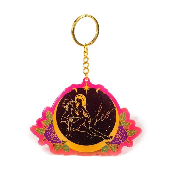 BLACK CAKE Leo Zodiac Sign Keychain - Black/yellow