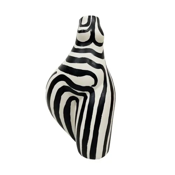QUILLATTIRE Black / White Zebra Stripe Body Vase - Black/white