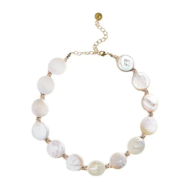 ADRIANA PAPPAS DESIGNS Coin Pearl Choker - Brown