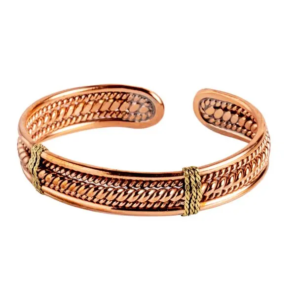 ANATOLIACRAFT Handwoven Copper And Brass Cuff Bracelet - Rose Gold
