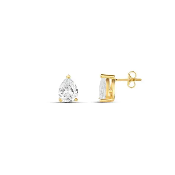 SHYMI Fancy Shape Prong Set Pear Stud Earrings - Gold