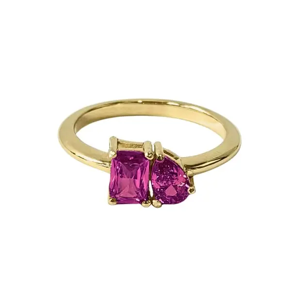 BELINDA JEWELZ Toi Et Moi Birthstone Ring - Pink