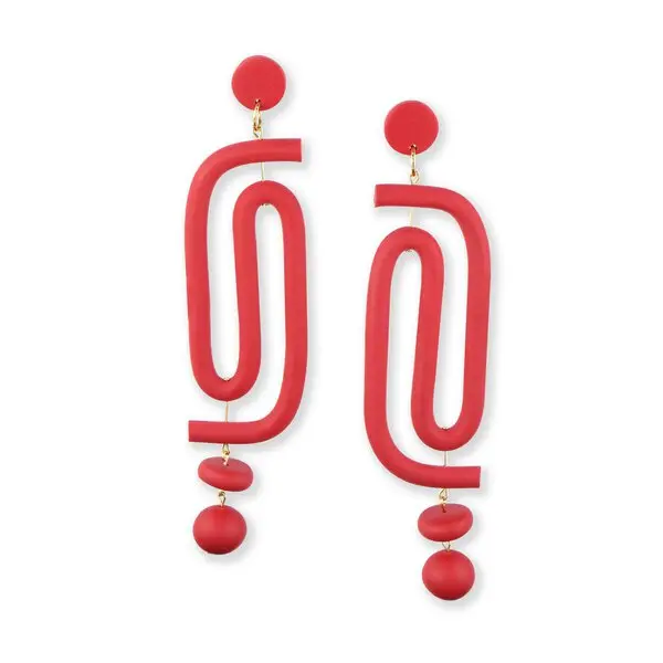 BY CHAVELLI Labyrinth Dangly Statement Earrings - Red