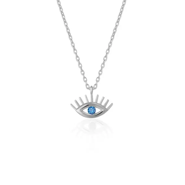 SPERO LONDON Sterling Silver Evil Eye Pendant Necklace - Silver/blue