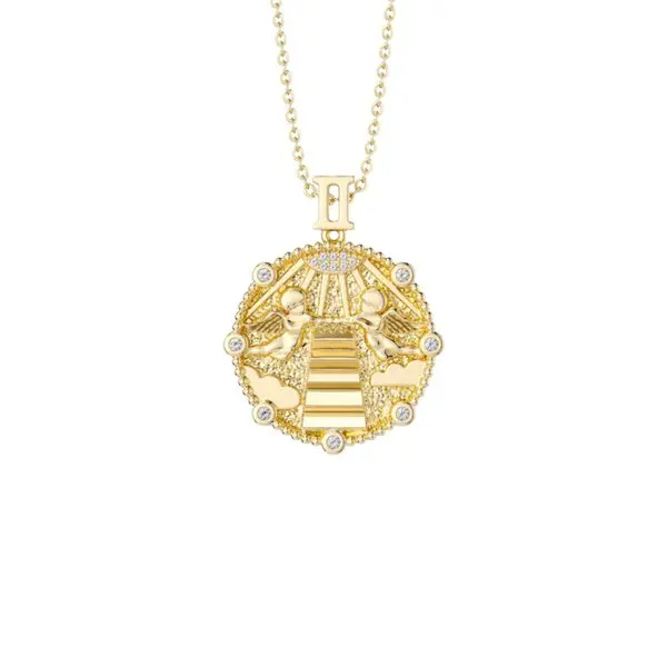 VANIMY Promised Land Angel Divine Guidance Pendant Necklace - Gold