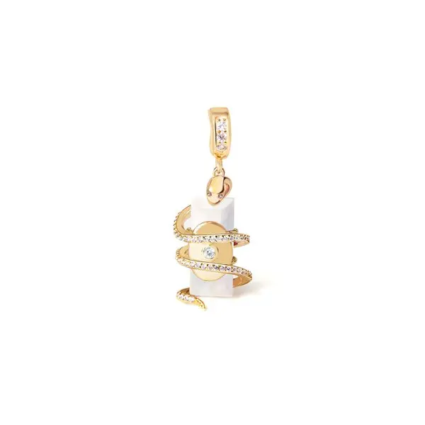 FREQNC ATELIER Serpent Charm Mother Of Pearl Pendant - White