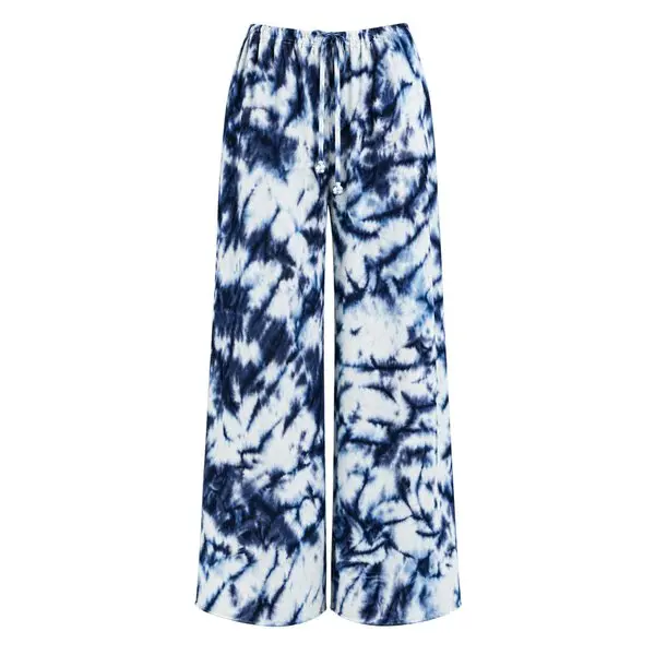 Sab Studio Tie-dye Knit Wide-leg Pant - Black/blue