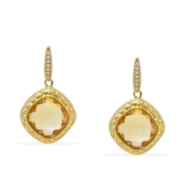 VINTOUCH ITALY Demetra Citrine Earrings - Gold/yellow
