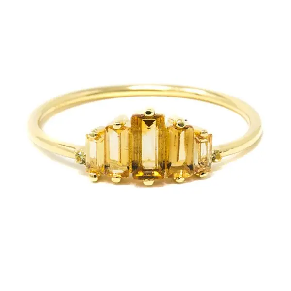 NASI SILVER Aaliyah Baguette Ring - Orange