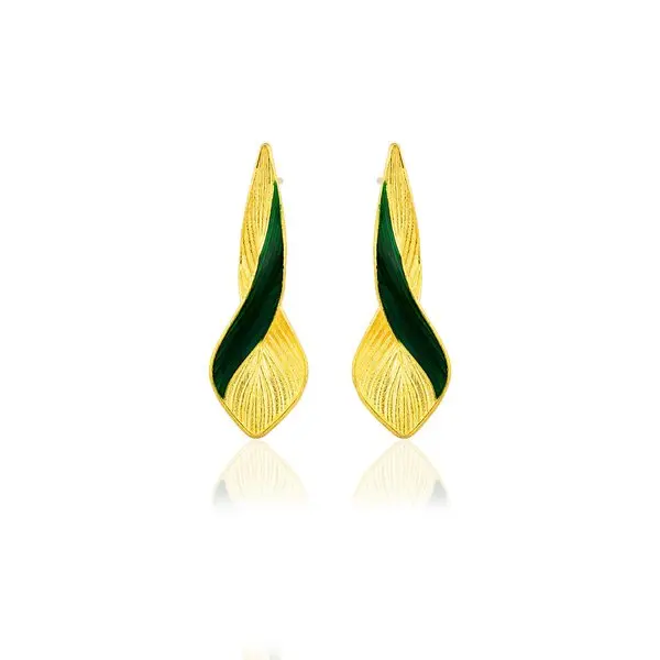 MILOU JEWELRY Dark & Gold Infinity Earrings - Green