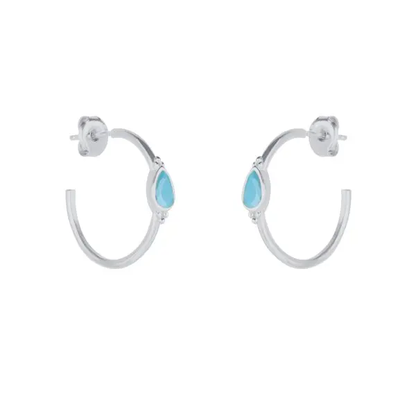 SPERO LONDON Drop Turquoise Solitaire Earrings - Silver