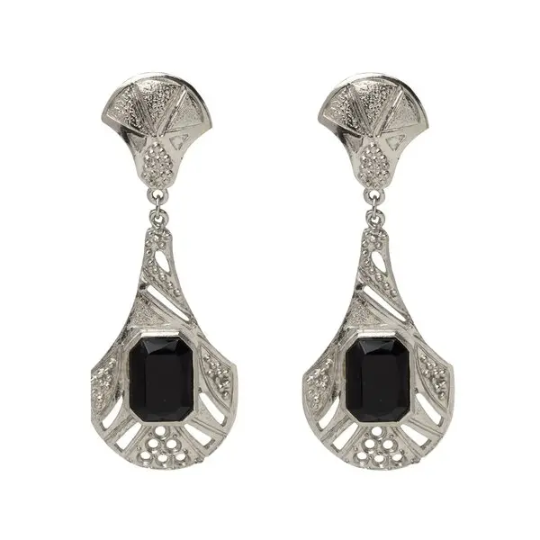 CARAMEL VINTAGE JEWELLERY Vintage Plated Jude Drop Earrings - Silver