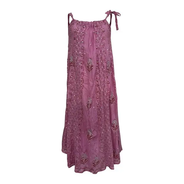 JOSHI Silk Beaded Tie Shoulder Dress