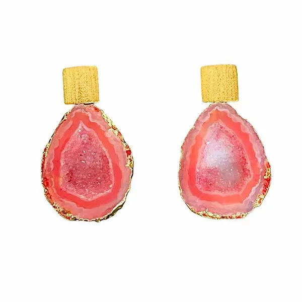 MAGPIE ROSE Rocks In The Sky Agate Earrings - Pink