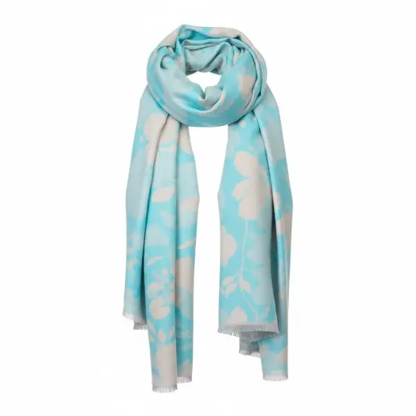 FRANCHETTI BOND Cristina Turquoise Floral Print Shawl - Blue