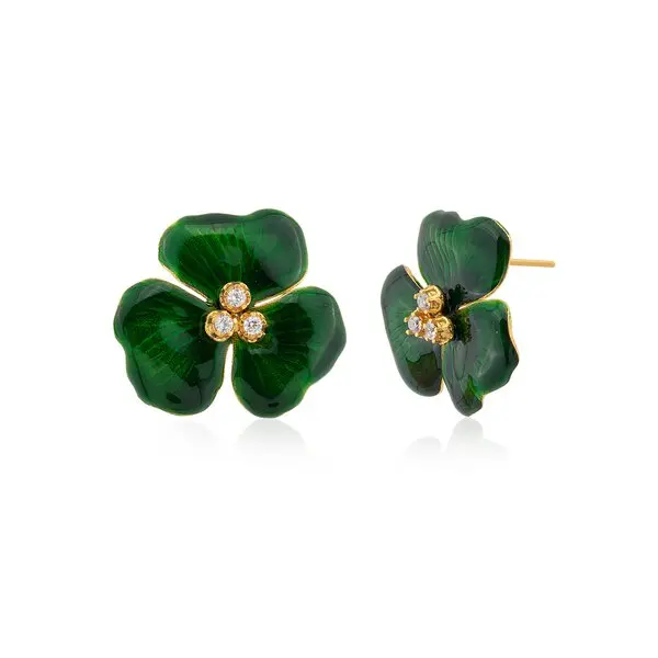 MILOU JEWELRY Trillium Flower Earrings - Green