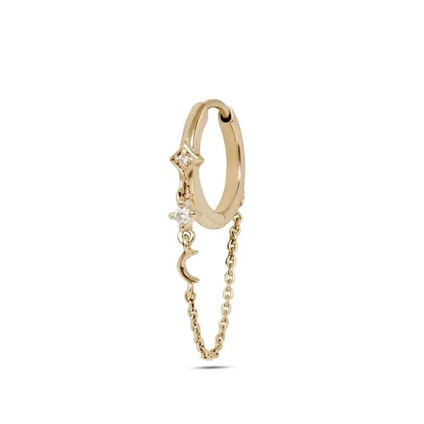 ZOHREH Diamond Moon Chain Huggie Hoop Earring 9k - Gold
